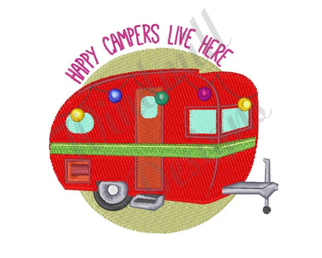 Happy Campers RV Machine Embroidery Design, Embroidery Designs, Machine ...