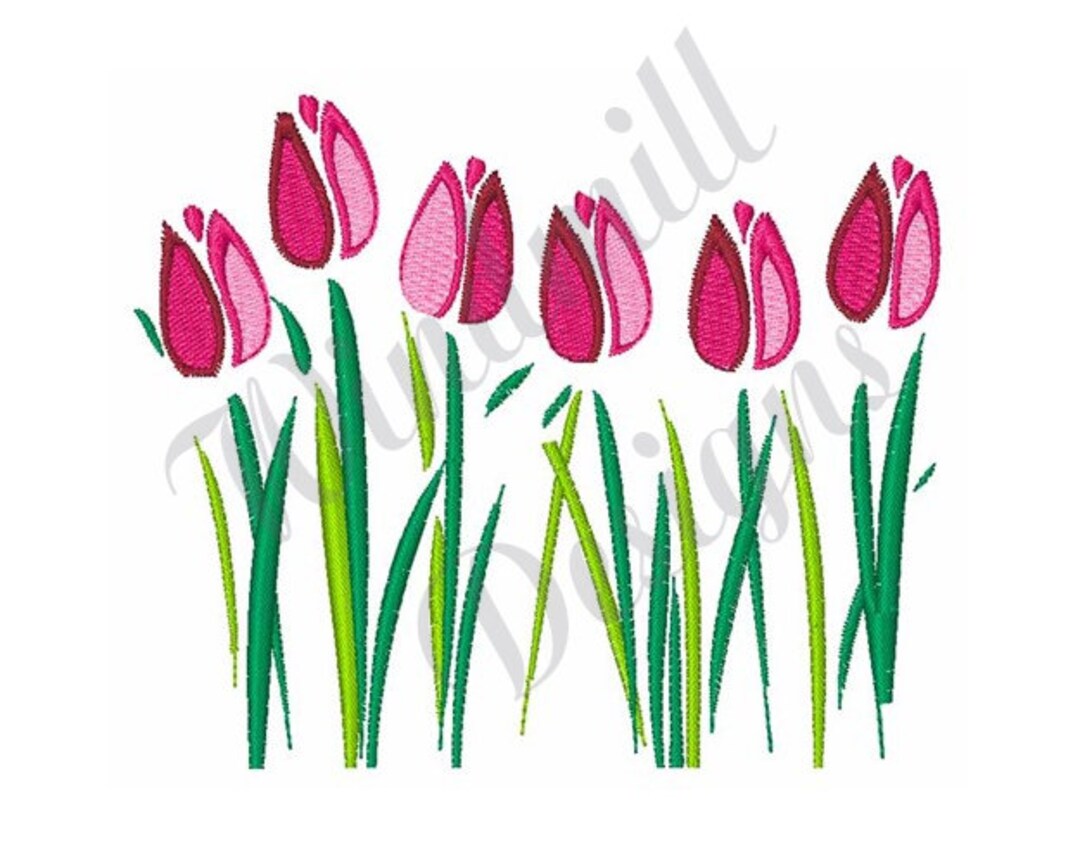 Row of Tulips -machine Embroidery Design, Embroidery Designs, Machine ...