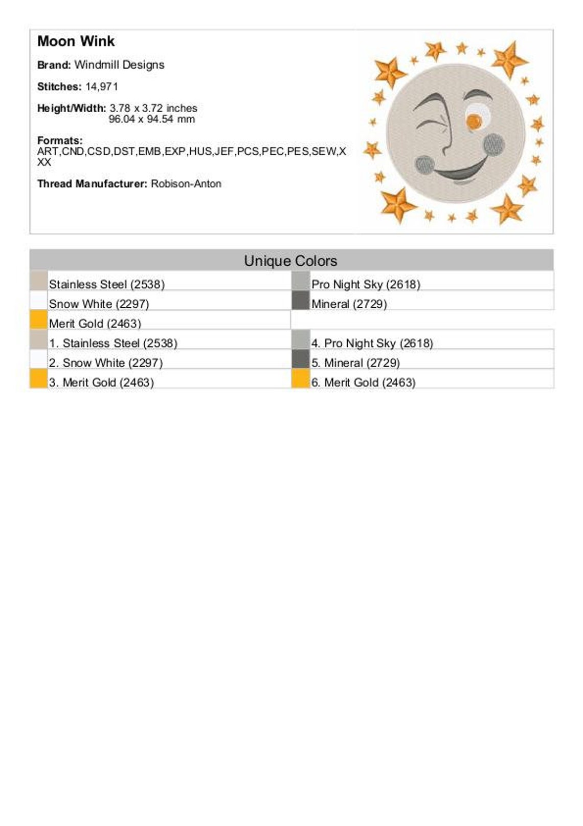 Moon Winking Machine Embroidery Design Embroidery Designs | Etsy