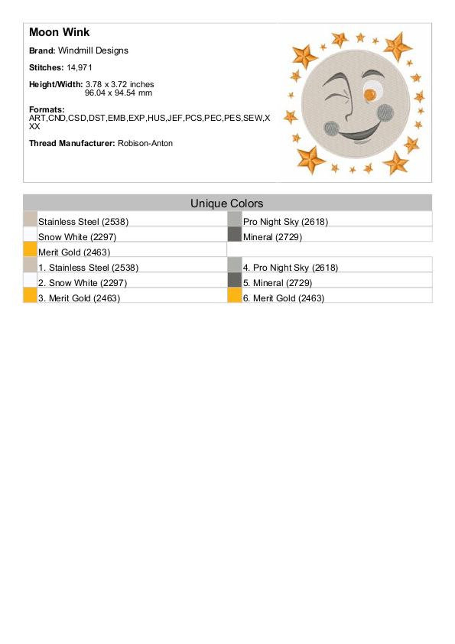 Moon Winking Machine Embroidery Design Embroidery Designs | Etsy