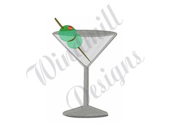 Martini Glass Machine Embroidery Design - Etsy