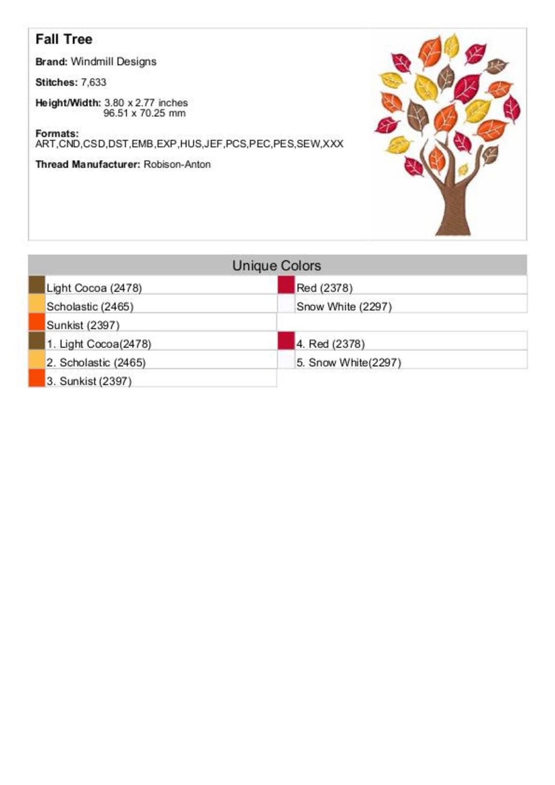 Fall Leaves Tree machine Embroidery Design Embroidery | Etsy