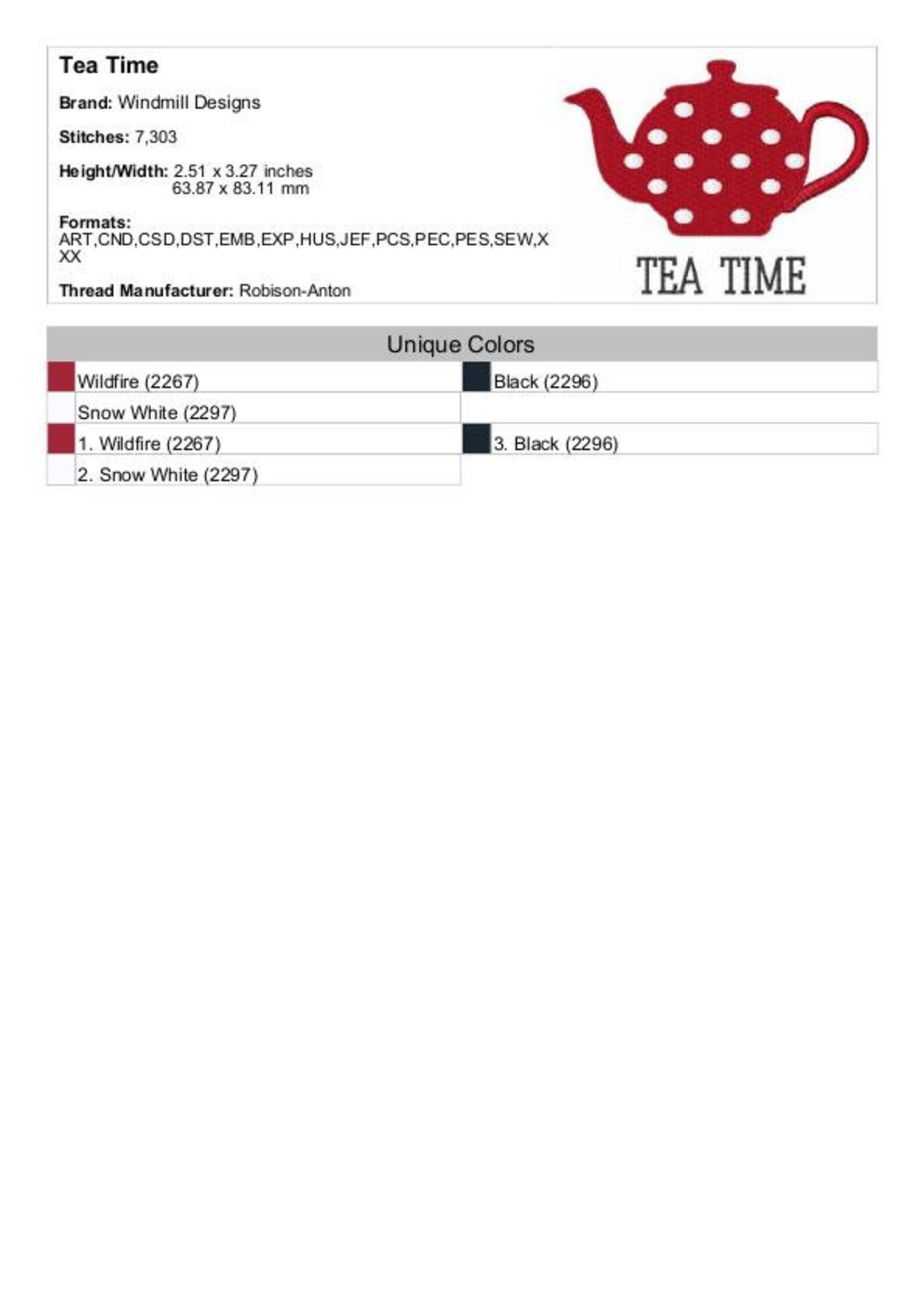Tea Time - Machine Embroidery Design, Embroidery Designs, Embroidery ...