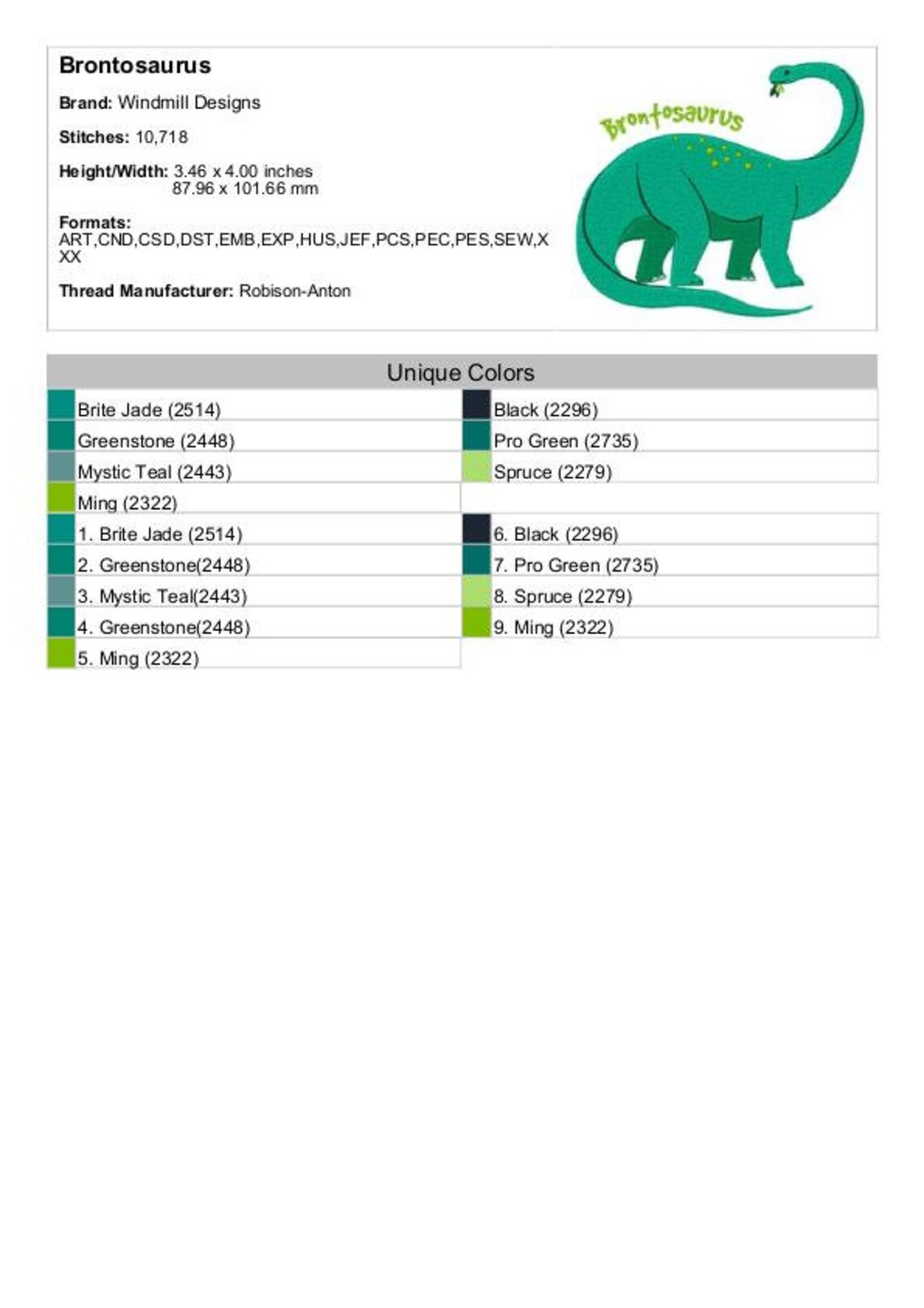 Brontosaurus Dinosaur Machine Embroidery Design Embroidery | Etsy