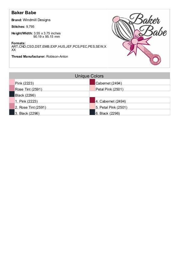 Baker Babe Machine Embroidery Design Embroidery Designs - Etsy