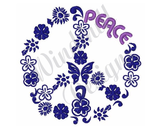 Peace Sign Machine Embroidery Design Embroidery Designs | Etsy