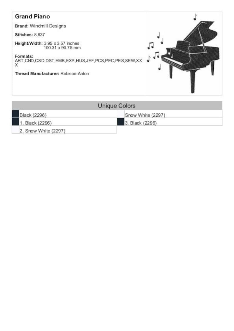 Grand Piano - Machine Embroidery Design, Embroidery Designs, Machine ...