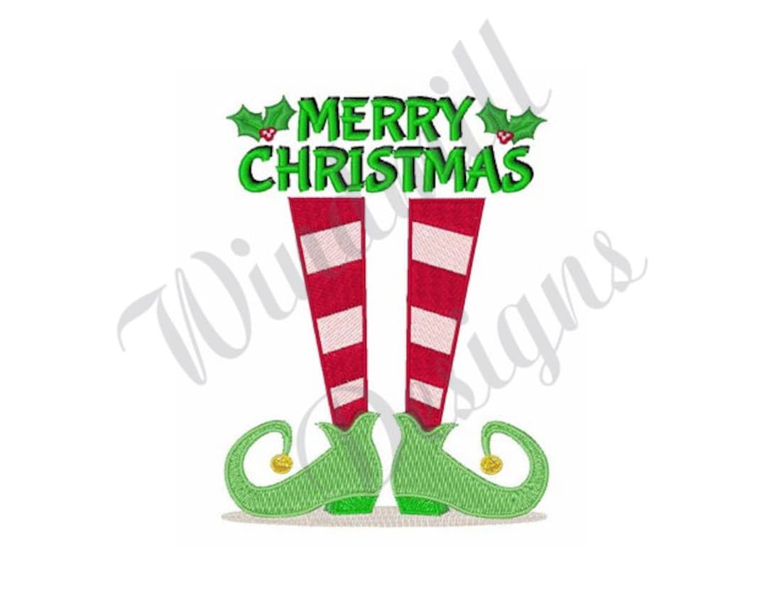 Merry Christmas Elf Boots - Machine Embroidery Design, Embroidery ...
