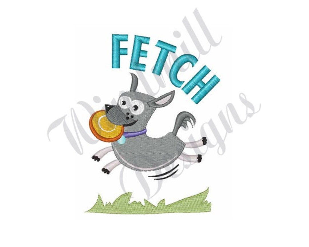 Dog Fetch Frisbee - Machine Embroidery Design, Embroidery Designs ...