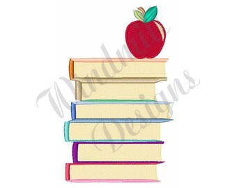 Stack of Books Machine Embroidery Design - Etsy