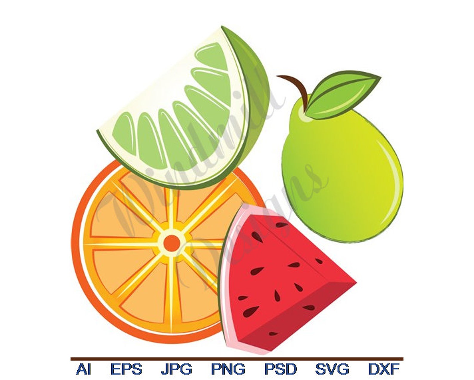 Sliced Fruit - Svg, Dxf, Eps, Png, Jpg, Vector Art, Clipart, Cut File ...