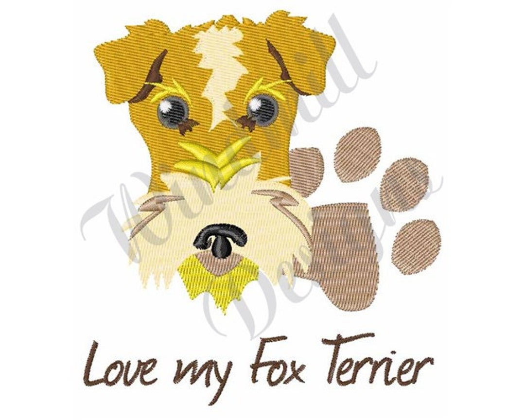 Love My Fox Terrier Dog - Machine Embroidery Design, Embroidery Designs ...