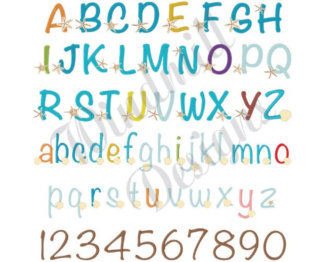 Seashell Machine Embroidery Font Embroidery Alphabet - Etsy