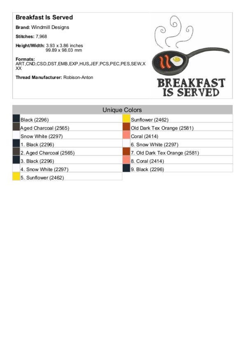 Breakfast Bacon Eggs - Machine Embroidery Design, Embroidery Designs ...