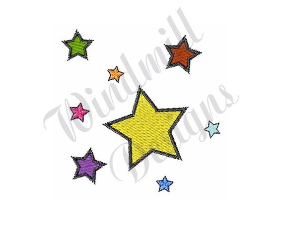 Colorful Stars Machine Embroidery Design Embroidery | Etsy