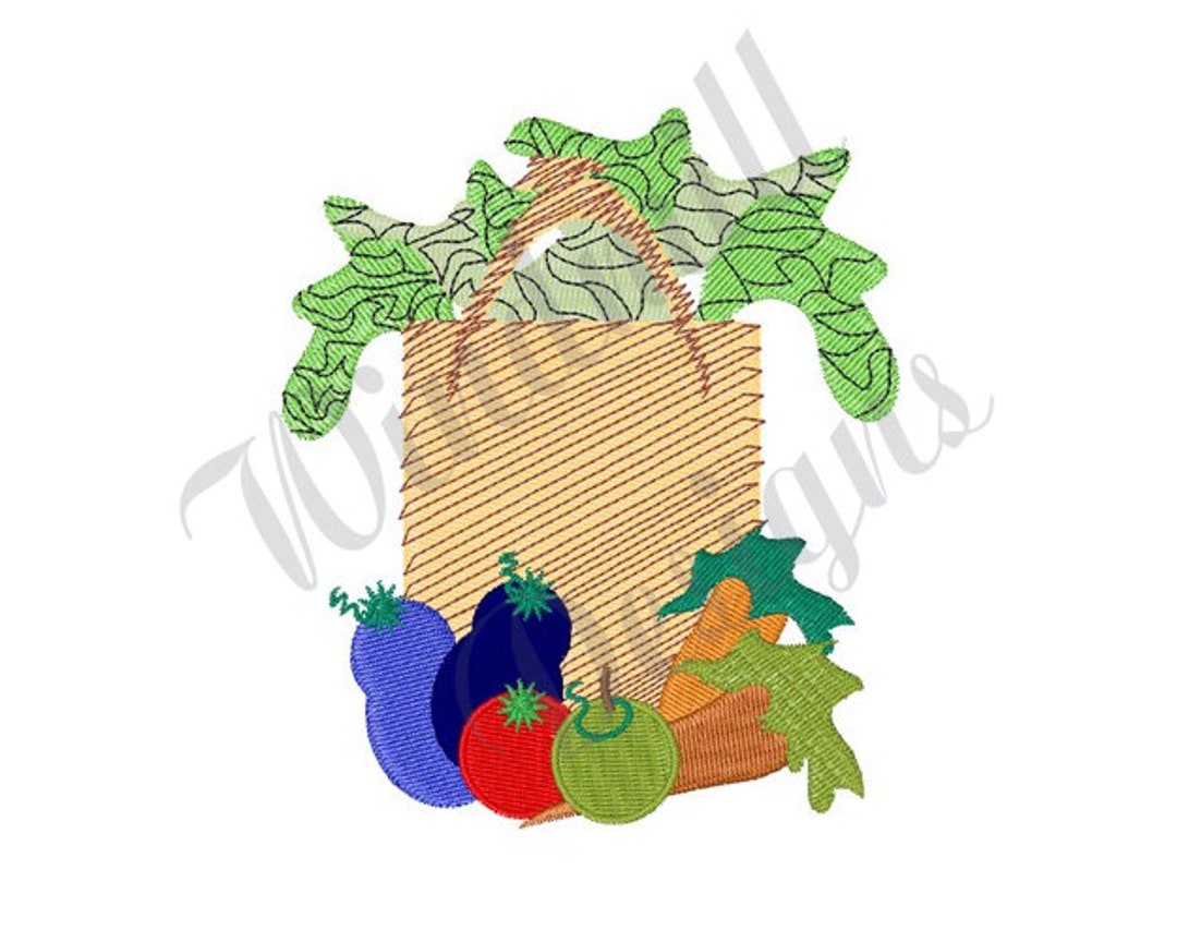Grocery Bag - Machine Embroidery Design, Embroidery Designs, Machine ...