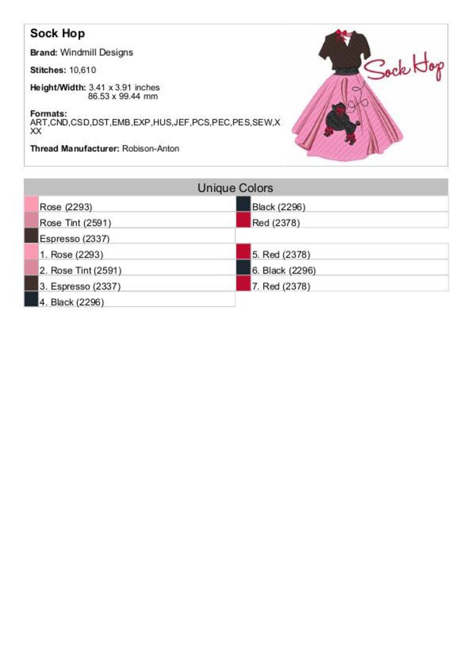 Sock Hop Poodle Skirt Machine Embroidery Design, Embroidery Designs ...