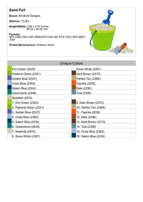 Sand Pail Machine Embroidery Design Embroidery Designs - Etsy