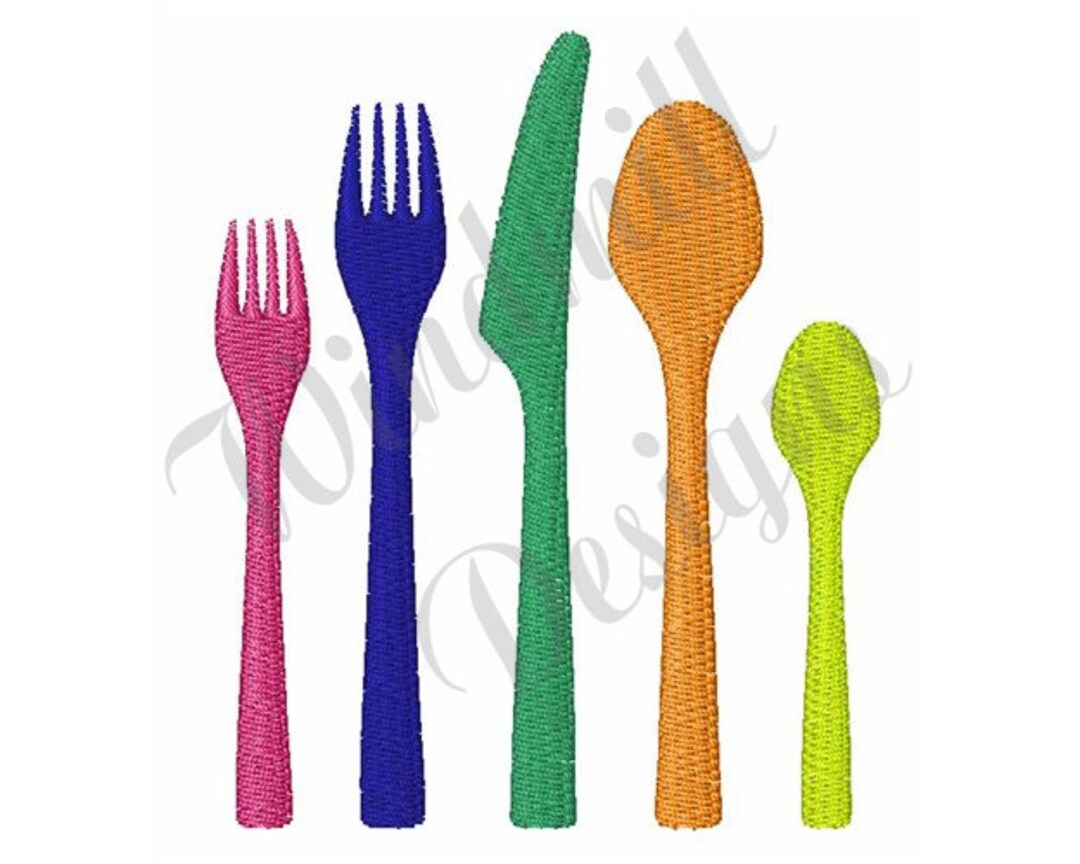 Plastic Silverware - Machine Embroidery Design, Embroidery Designs ...