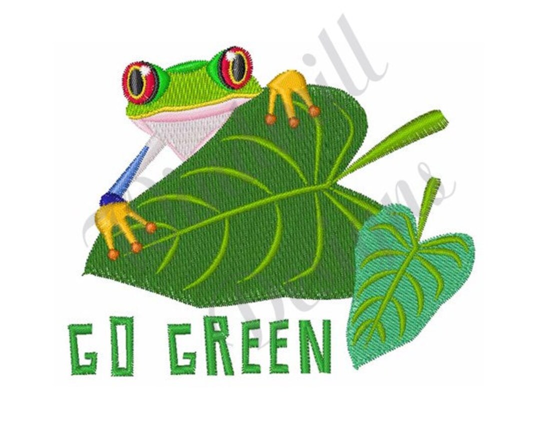 Go Green Tree Frog Machine Embroidery Design, Embroidery Designs ...