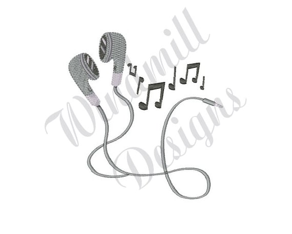 Earbuds Music Machine Embroidery Design Embroidery Designs | Etsy