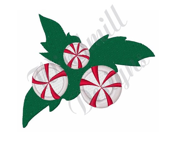 Peppermint Candy Holly Machine Embroidery Design Embroidery | Etsy
