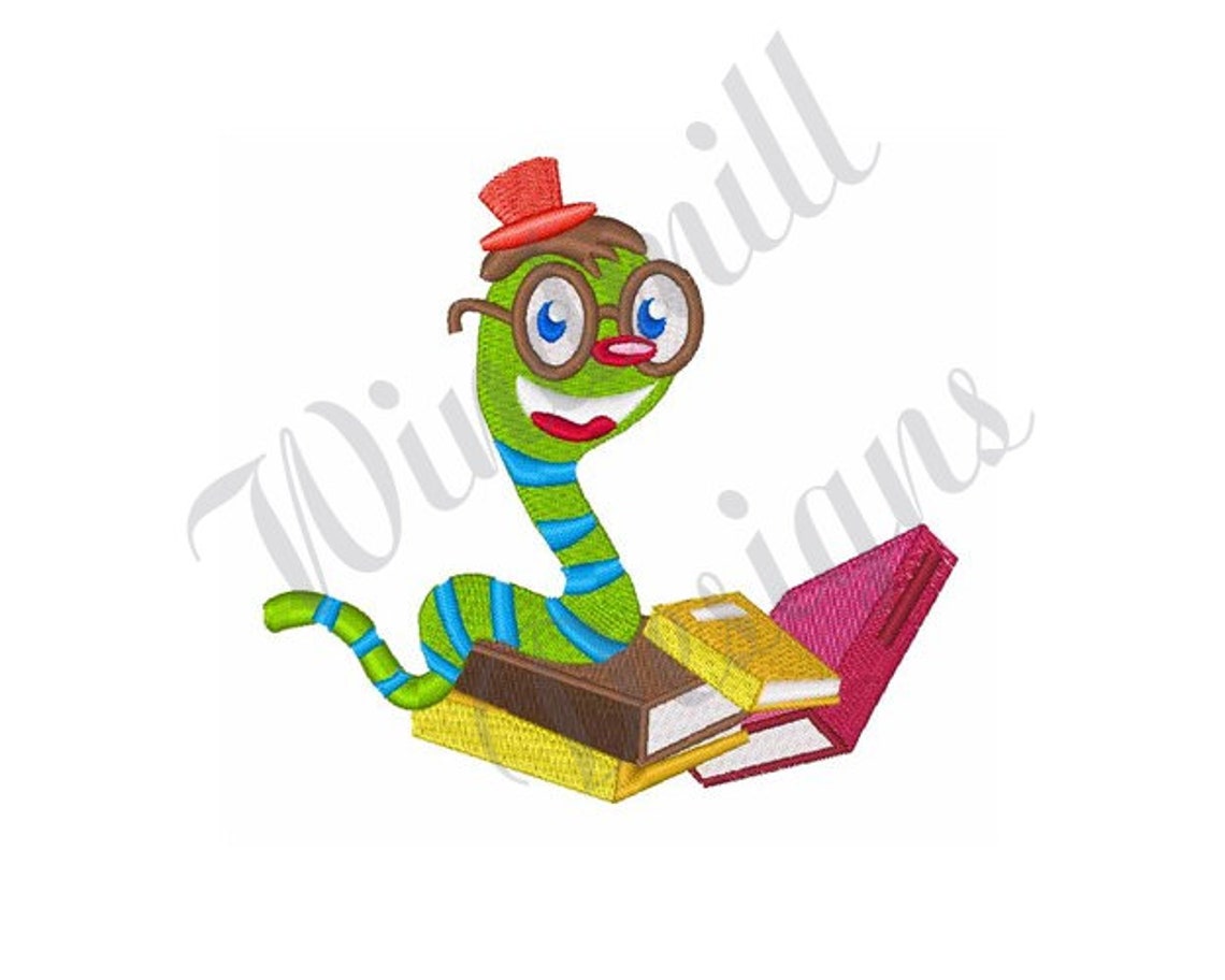 Book Worm - Machine Embroidery Design, Embroidery Designs, Embroidery ...