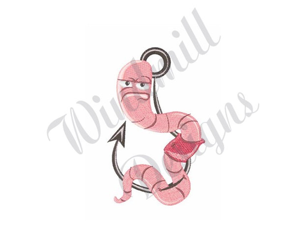 Fishing Worm on Hook - Machine Embroidery Design, Embroidery Designs ...