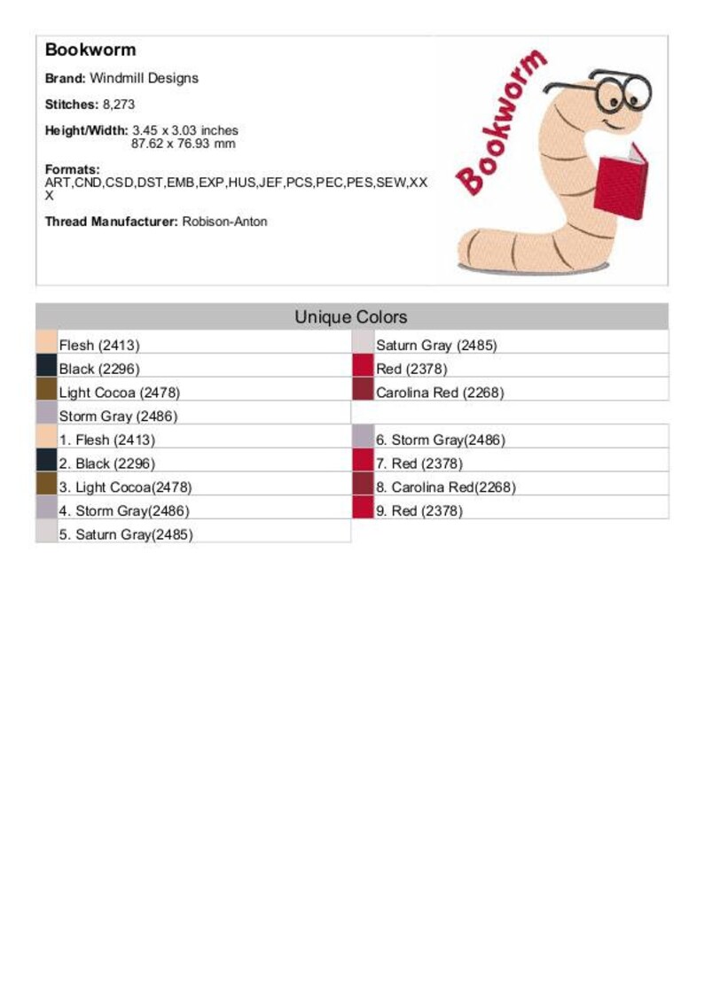 Bookworm - Machine Embroidery Design, Embroidery Designs, Machine ...