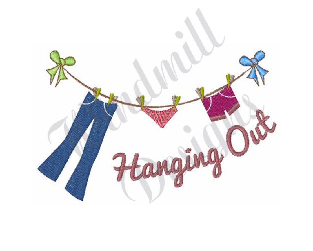 Clothesline Hang Dry - Machine Embroidery Design, Embroidery Designs ...