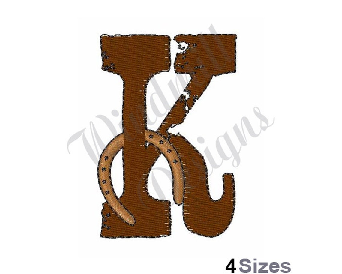 Cowboy Western Letter K Machine Embroidery Design - Etsy