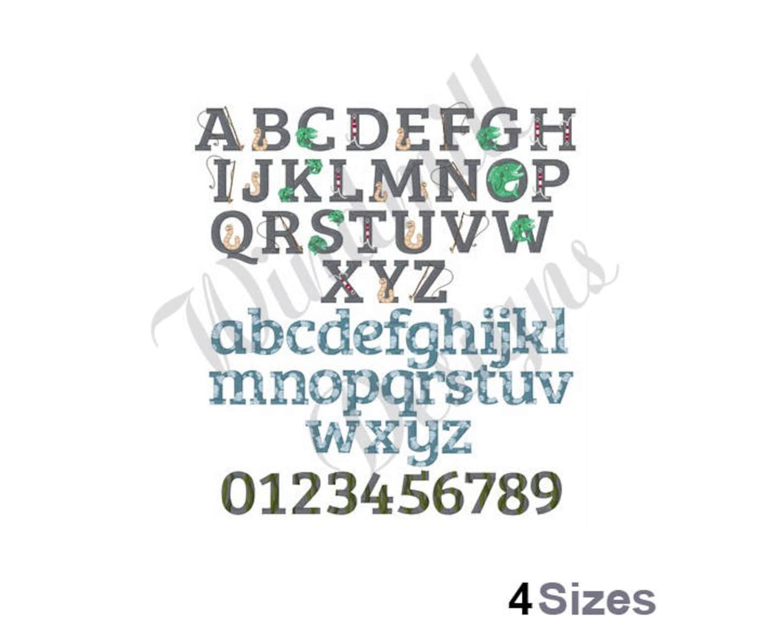 Gone Fishing Machine Embroidery Font Instant Download Embroidery ...