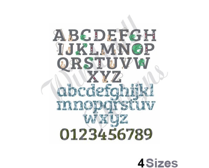 Gone Fishing Machine Embroidery Font Embroidery Alphabet | Etsy