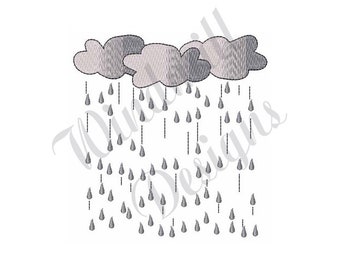 Cloud and Rain Machine Embroidery Design - Etsy