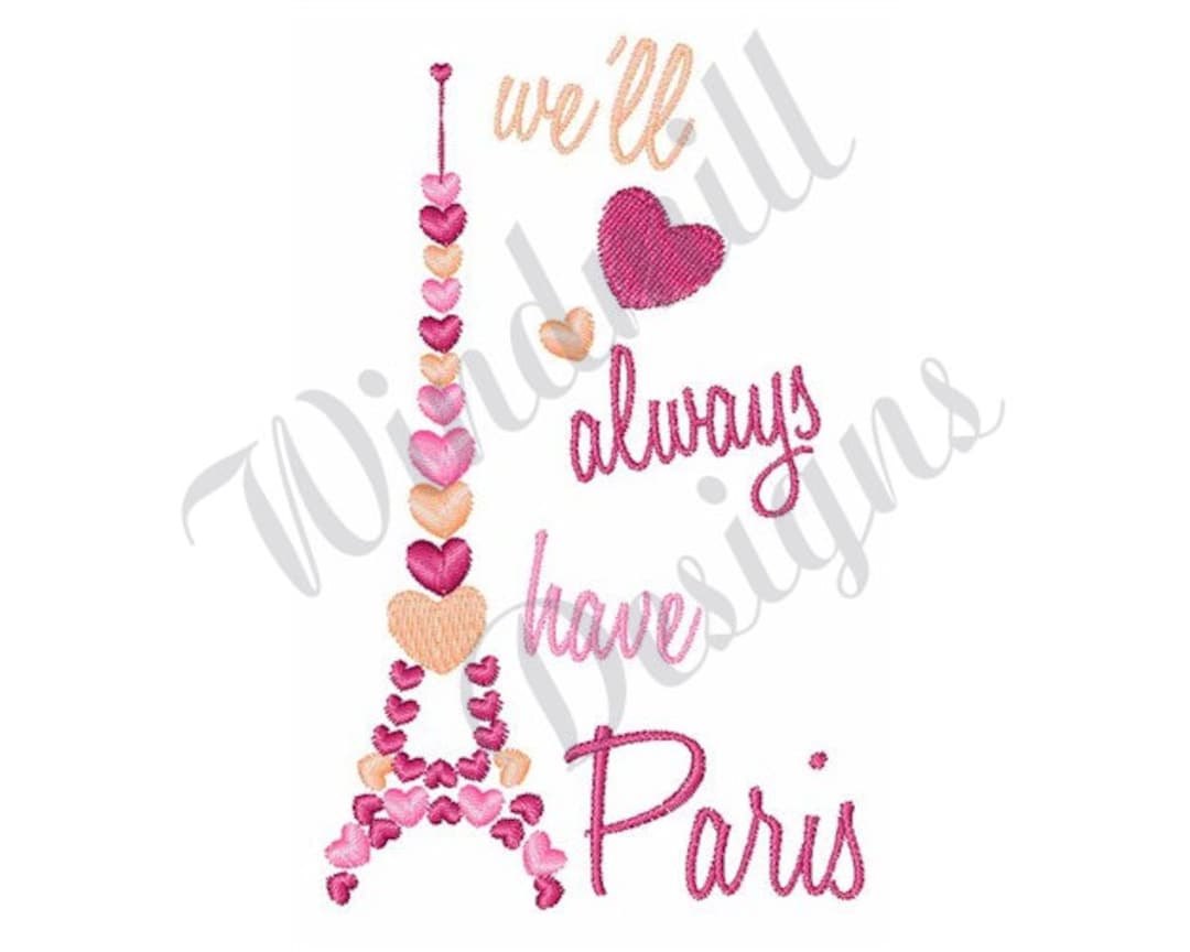 Heart Eiffel Tower Paris - Machine Embroidery Design, Embroidery ...