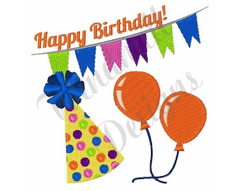 Happy Birthday Machine Embroidery Design - Etsy