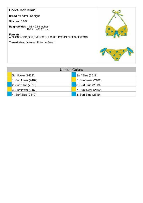 Polka Dot Bikini -machine Embroidery Design, Embroidery Designs ...