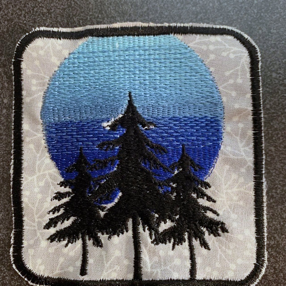 Moon Evergreen Trees Machine Embroidery Design Embroidery - Etsy