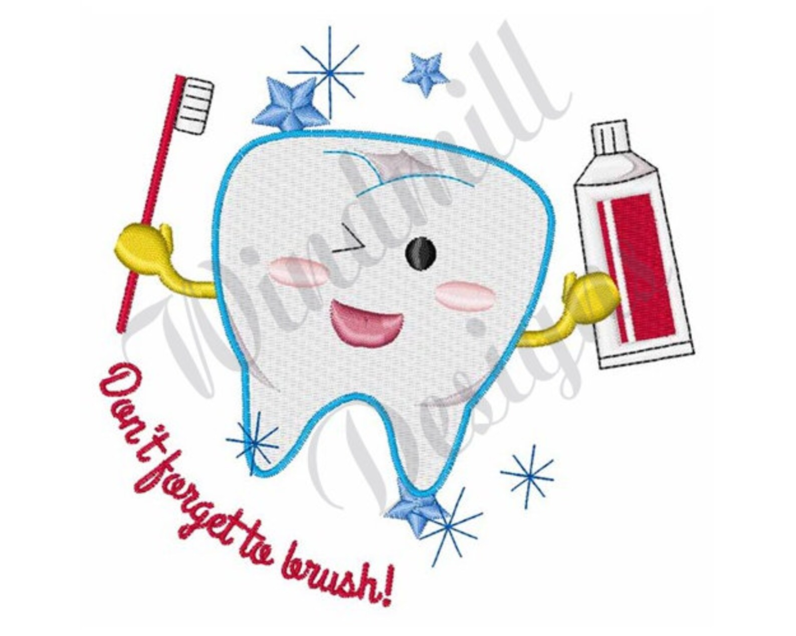 Tooth Toothbrush machine Embroidery Design Embroidery | Etsy