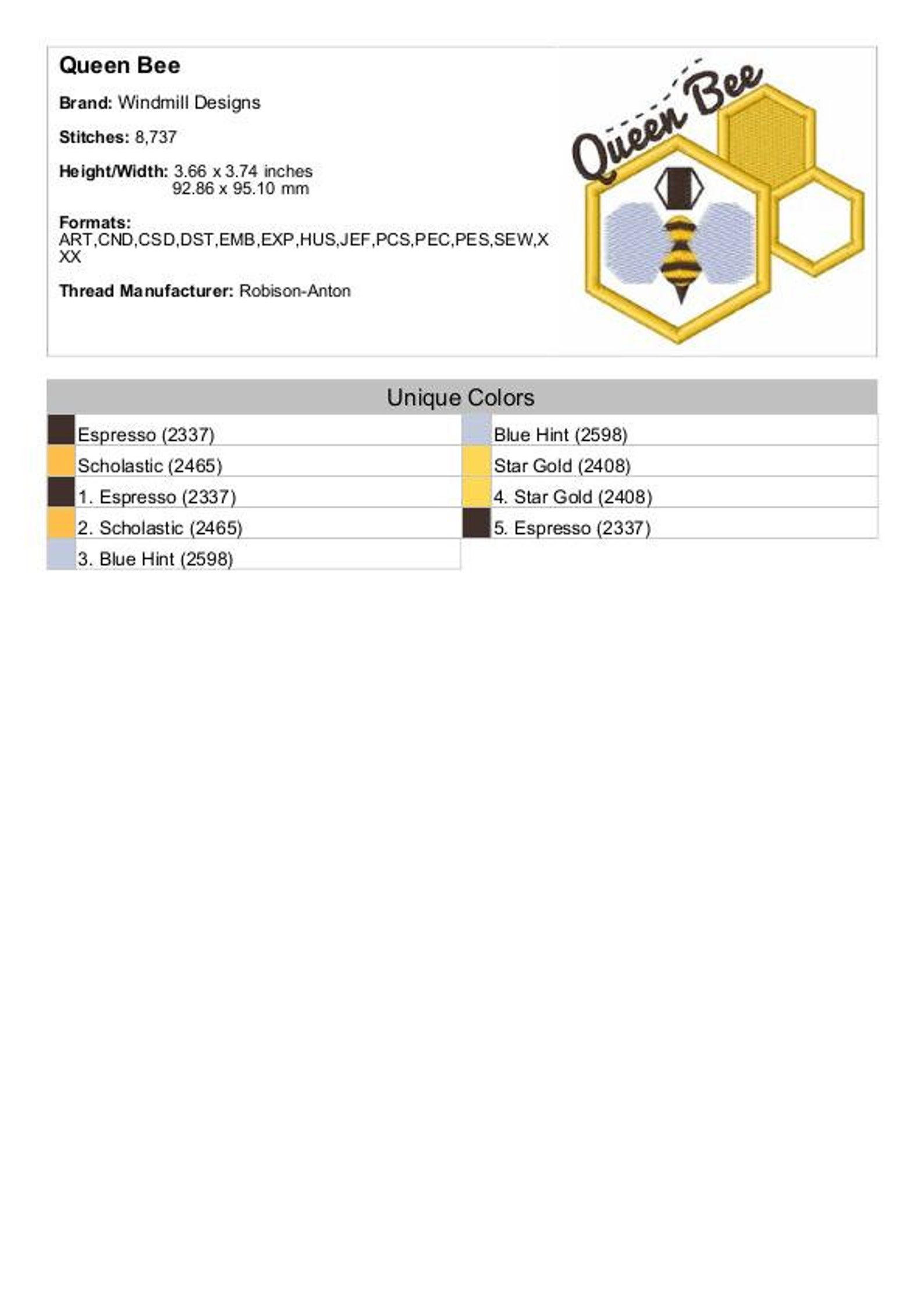 Queen Bee - Machine Embroidery Design, Embroidery Designs, Embroidery ...