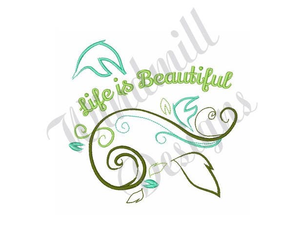 Life Is Beautiful Machine Embroidery Design Embroidery | Etsy