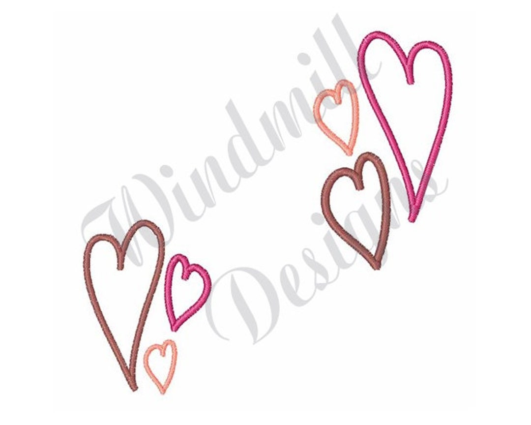Valentine Hearts - Machine Embroidery Design, Heart Outlines, Love ...