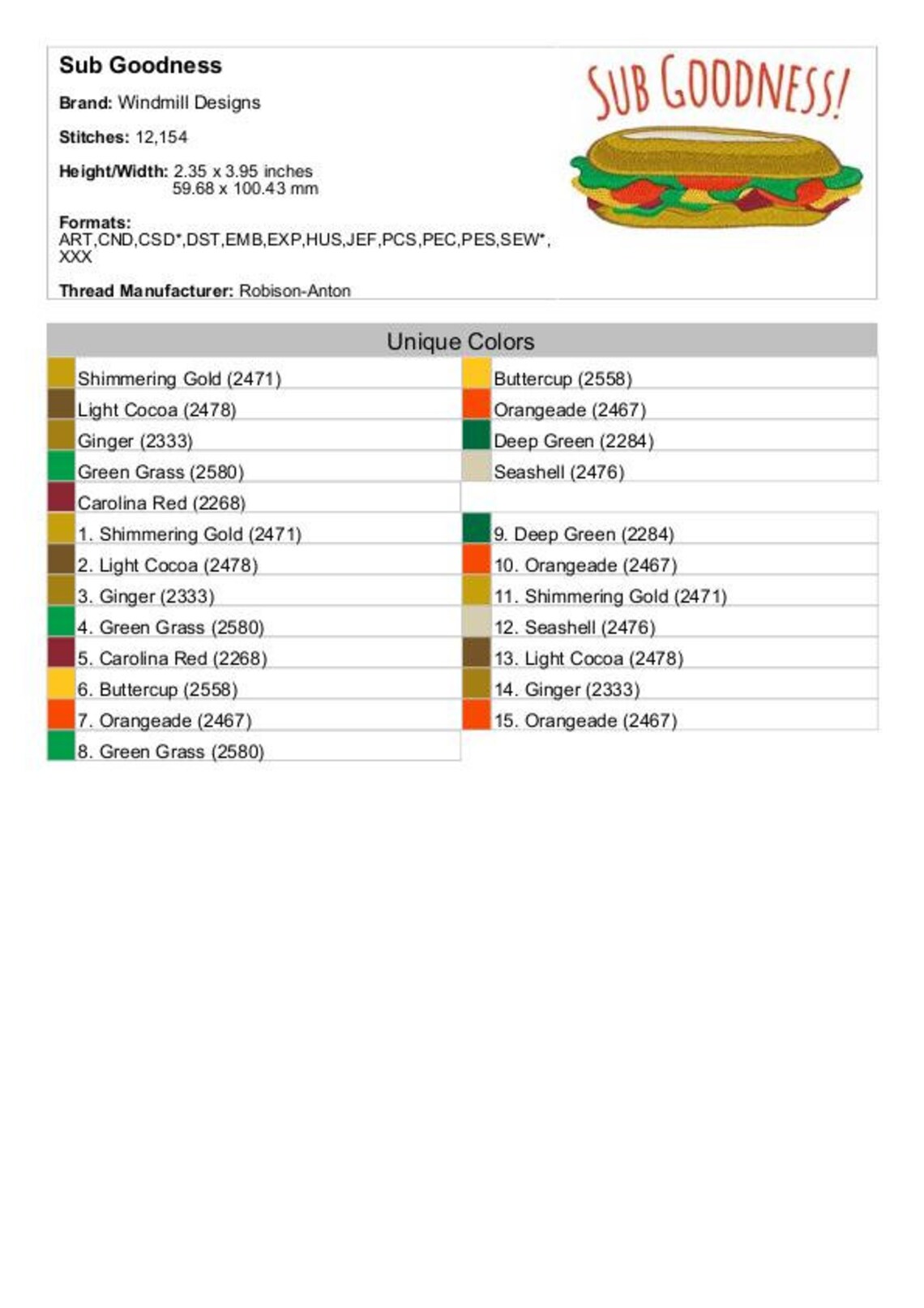 Sub Sandwich Machine Embroidery Design Embroidery Designs | Etsy