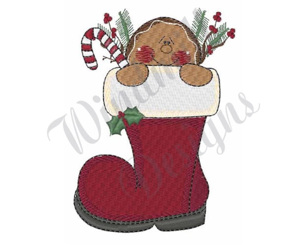 Gingerbread Boot -machine Embroidery Design, Embroidery Designs ...