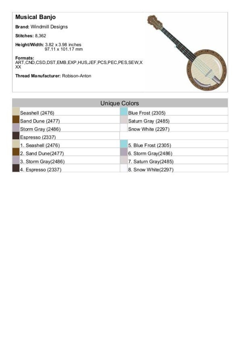 Musical Banjo - Machine Embroidery Design, Embroidery Designs, Machine ...