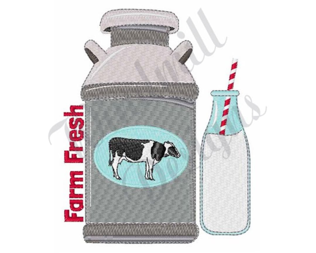 Farm Fresh Milk Pail - Machine Embroidery Design, Embroidery Designs ...