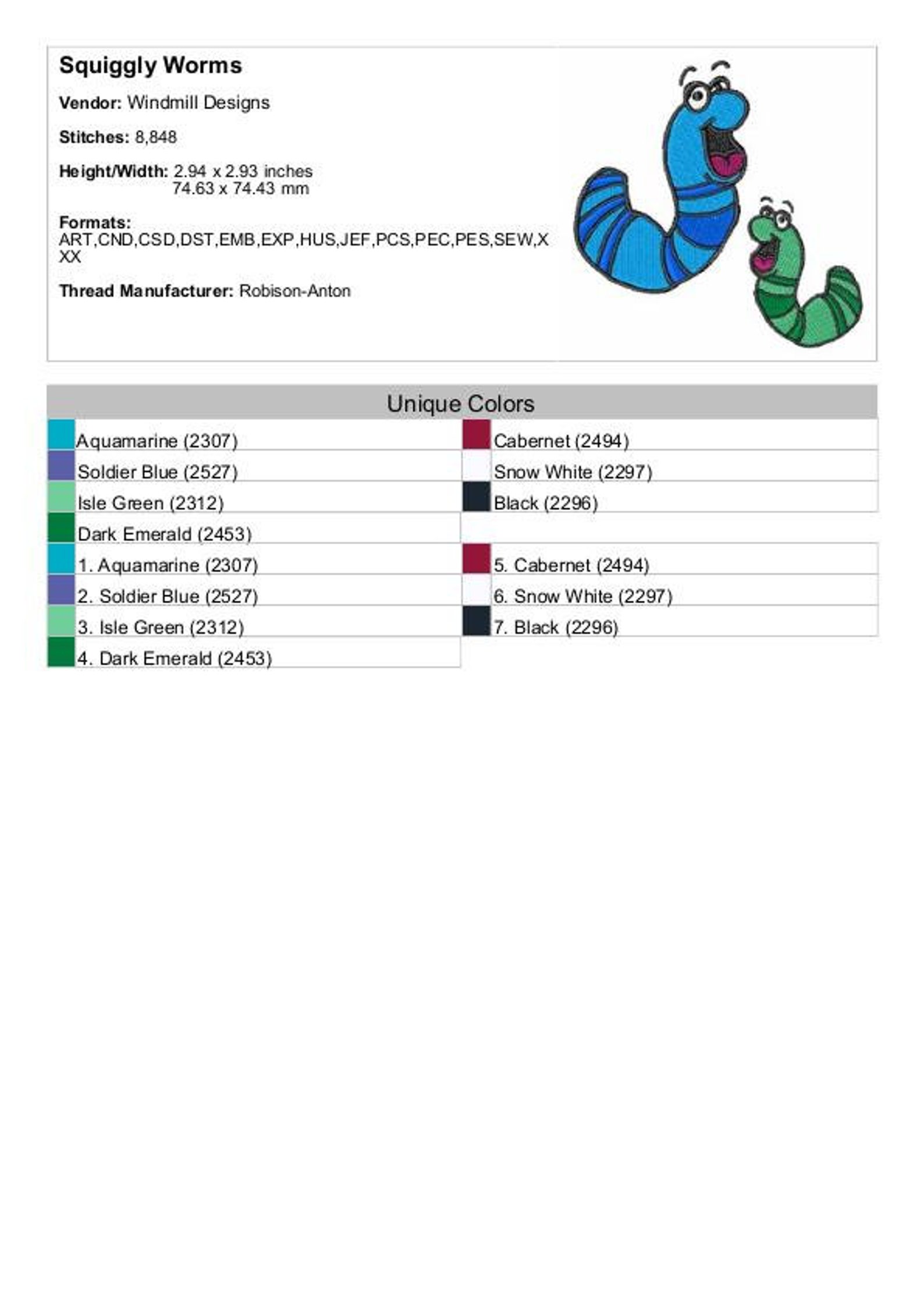 Squiggly Worms Machine Embroidery Design Embroidery - Etsy