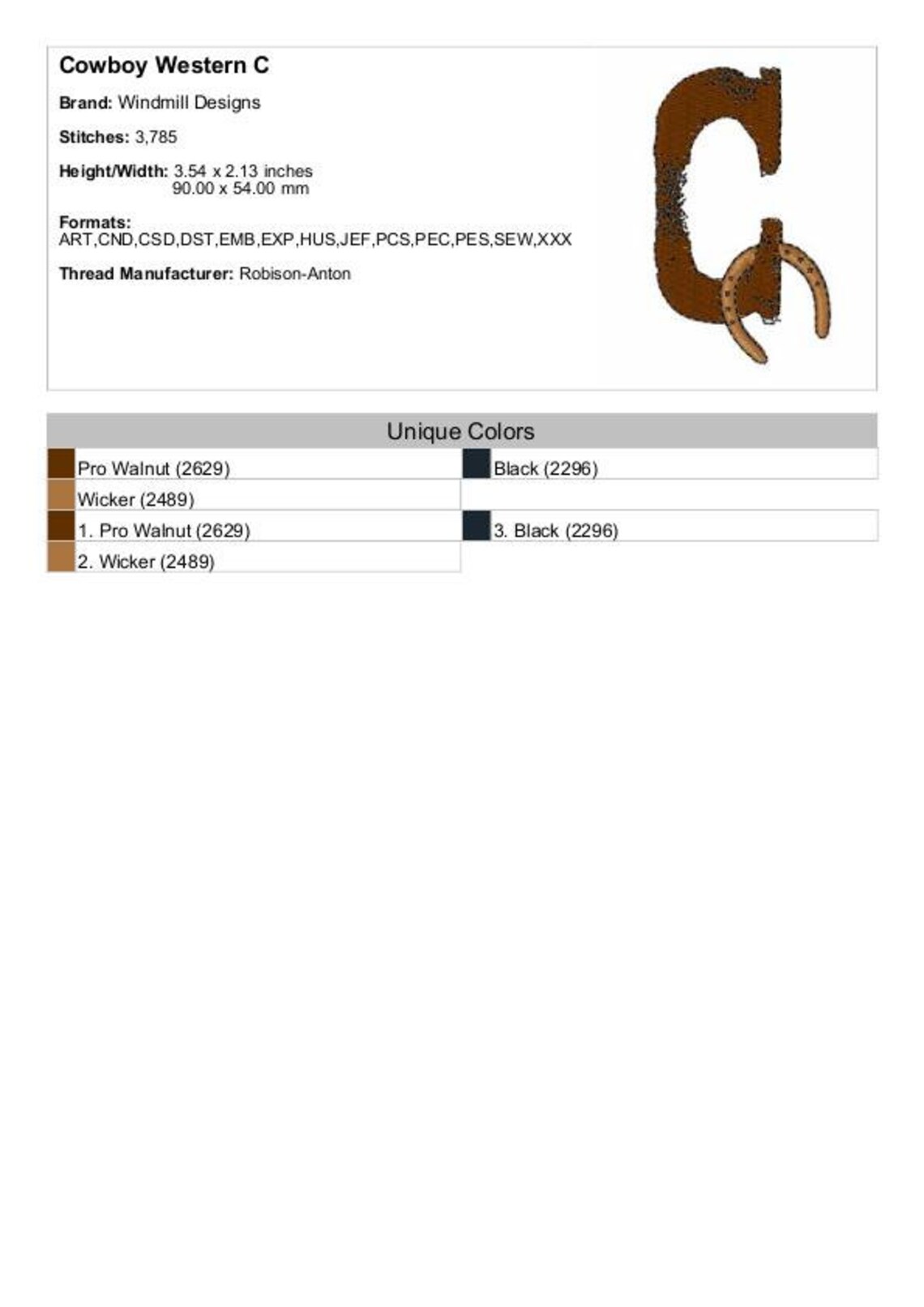 Cowboy Western Letter C - Machine Embroidery Design, Embroidery Designs ...