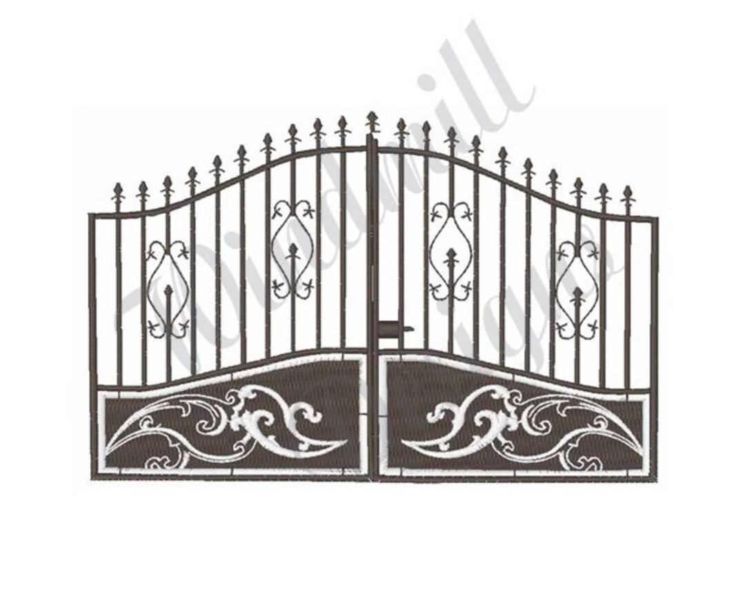Driveway Gate Wrought Iron Gate Machine Embroidery Design, Embroidery ...