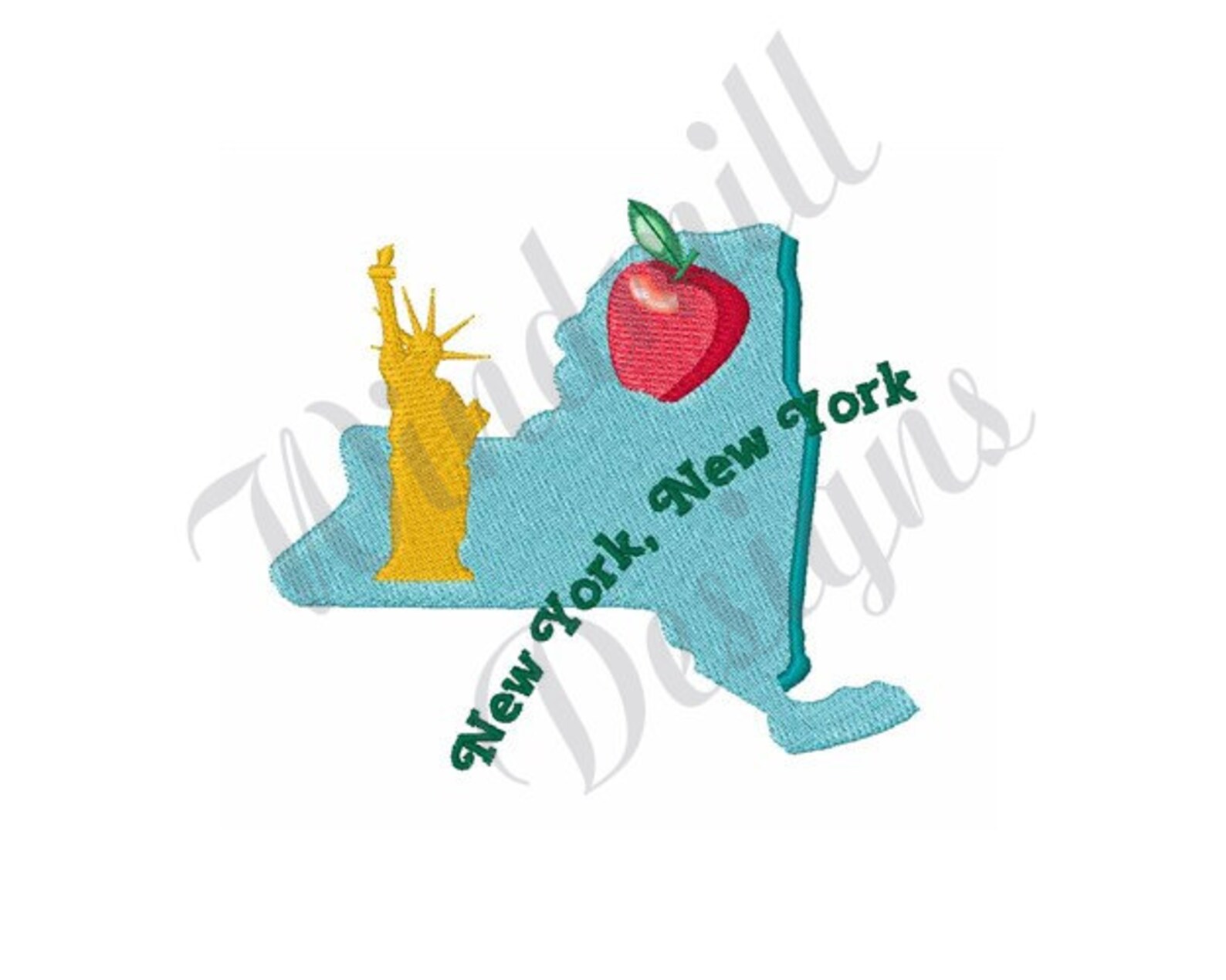 New York State Machine Embroidery Design Embroidery - Etsy